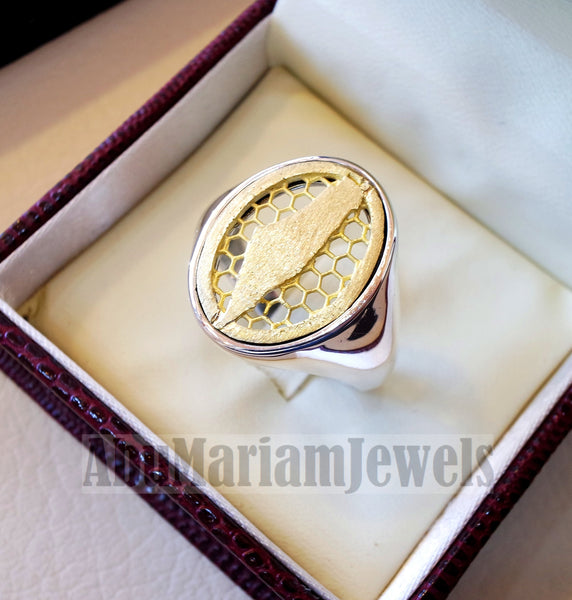 Palestine map man ring sterling silver and bronze Arabic middle easter ...